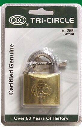 Tri-Circle 265 Brass Padlock 50mm VISUAL PACK